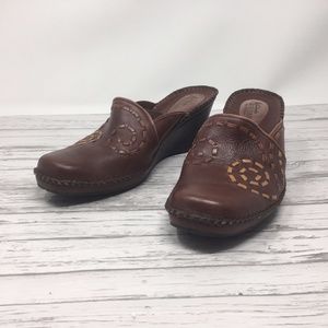Clarks Shoes | Navy Blue Suede Leather Mules Clogs Sz 8 | Poshmark